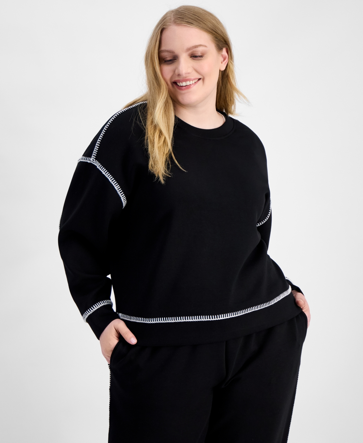 Click here for And Now This Trendy Plus Size Whipstitch Long-Slee... prices