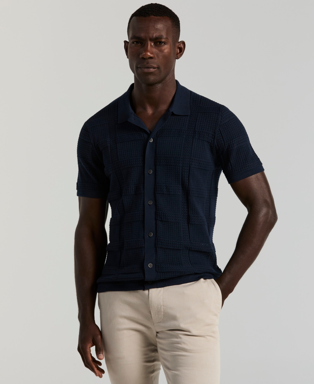 Click here for Perry Ellis Mens Open Stitch Jacquard Shirt - Dark... prices