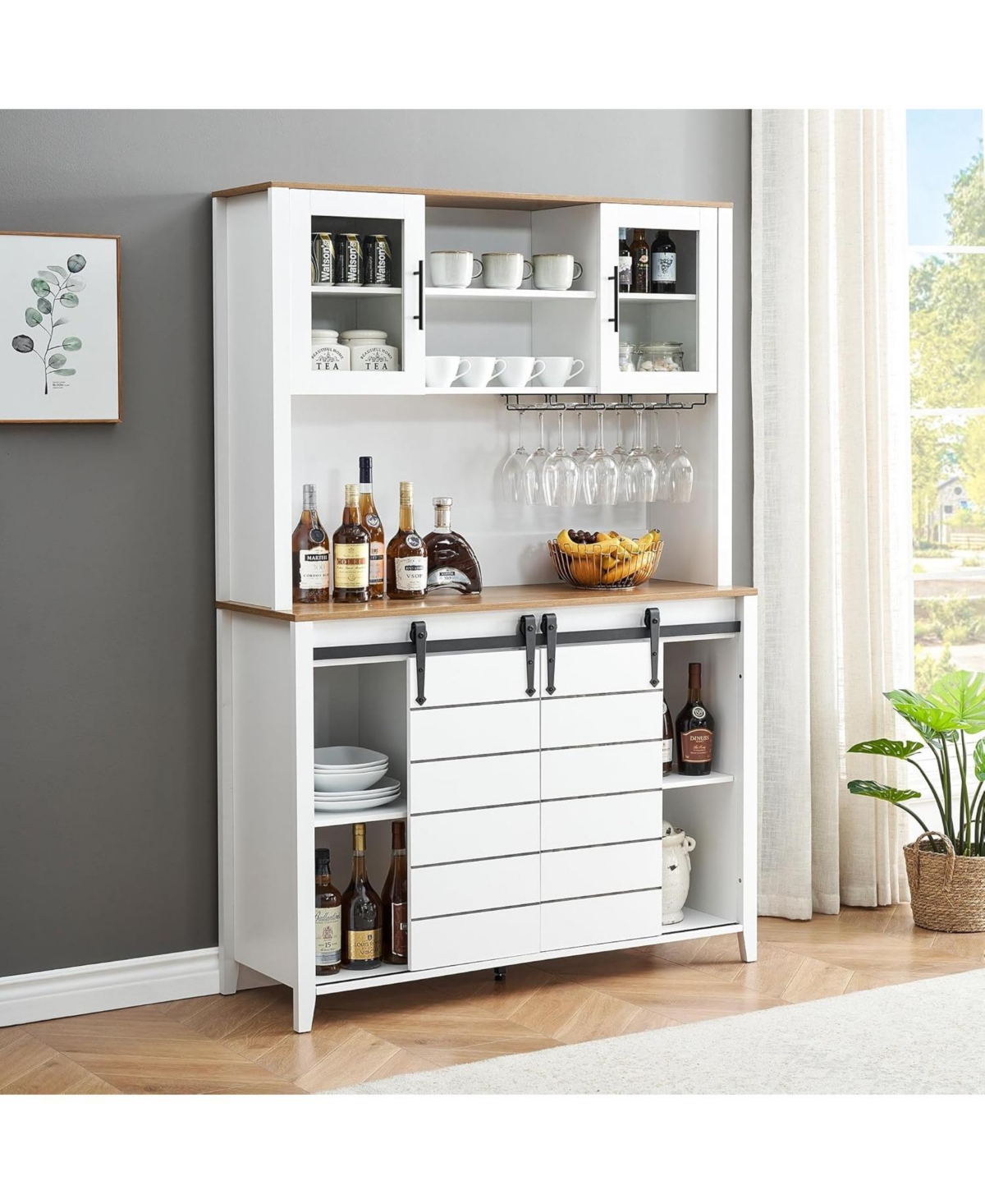 Click here for Gaomon 70" Farmhouse Bar Cabinet with Sliding... prices