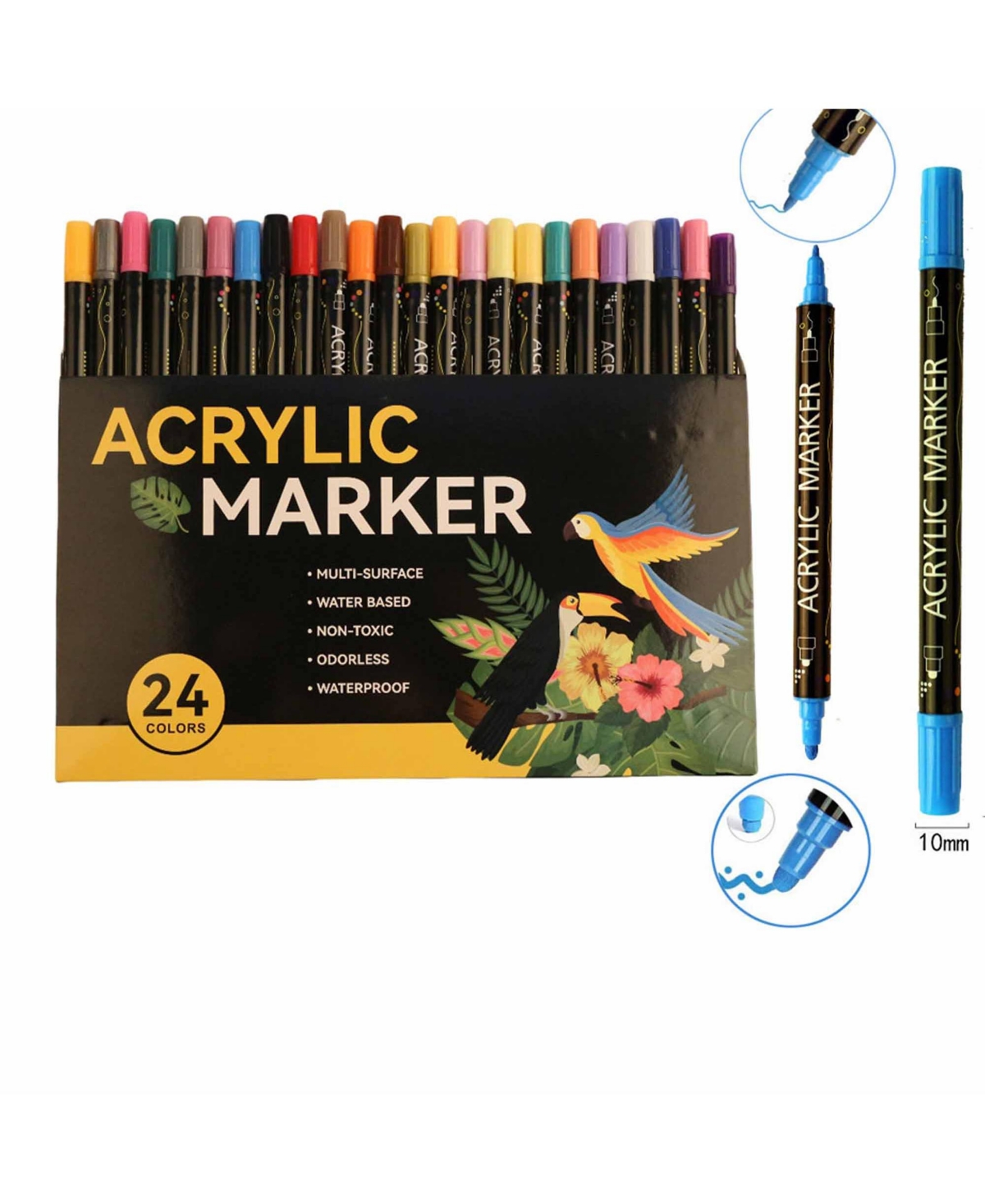 Click here for Htutwoo 24 Colors Dual Tip Acrylic Paint Markers... prices