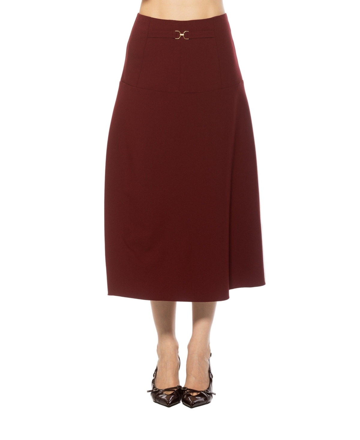 Click here for Alexia Admor Womens Eres Flared Midi Skirt With Fr... prices