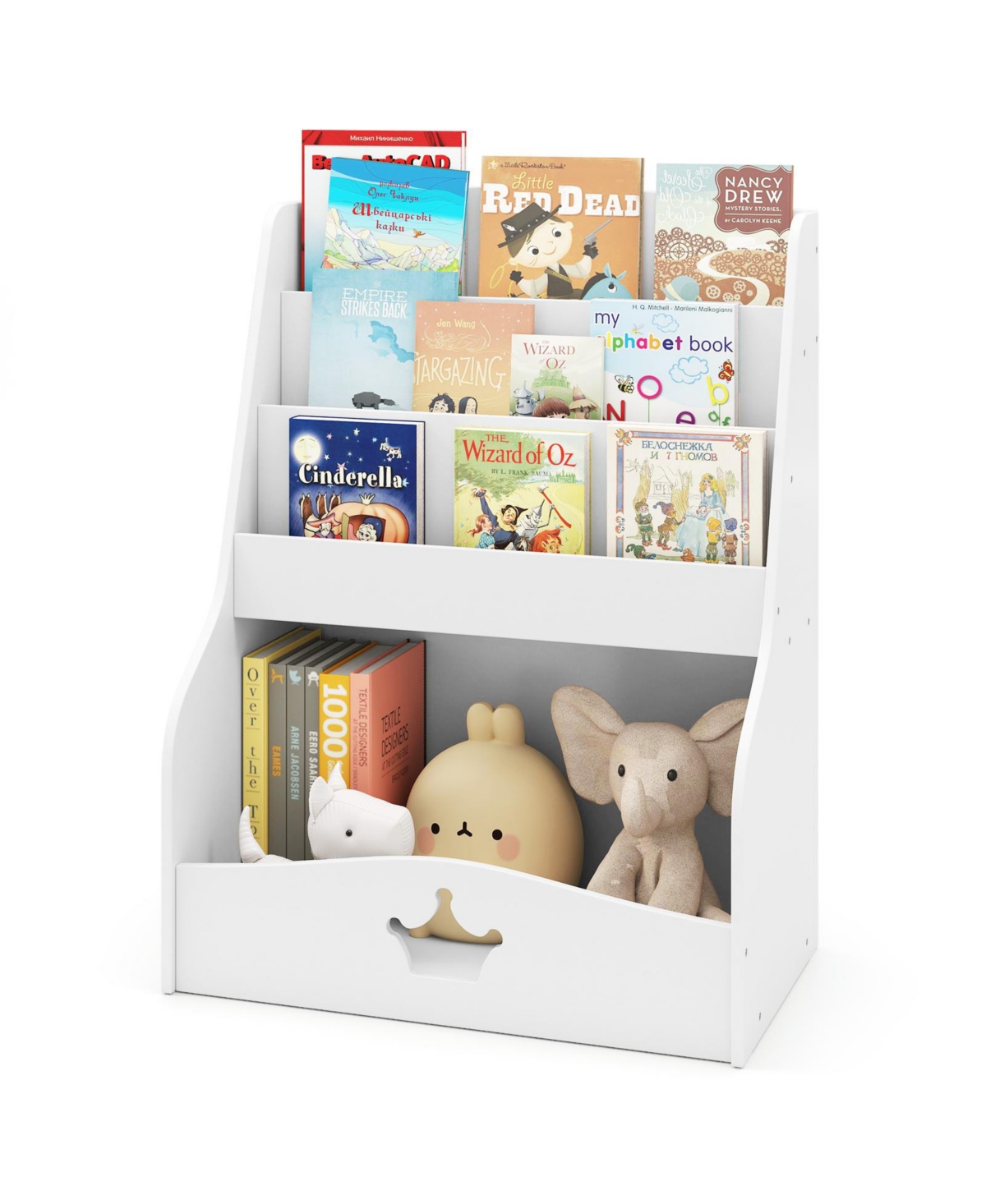 Click here for Gymax Kids Bookshelf 4-Tier Wooden Bookcase Toy St... prices