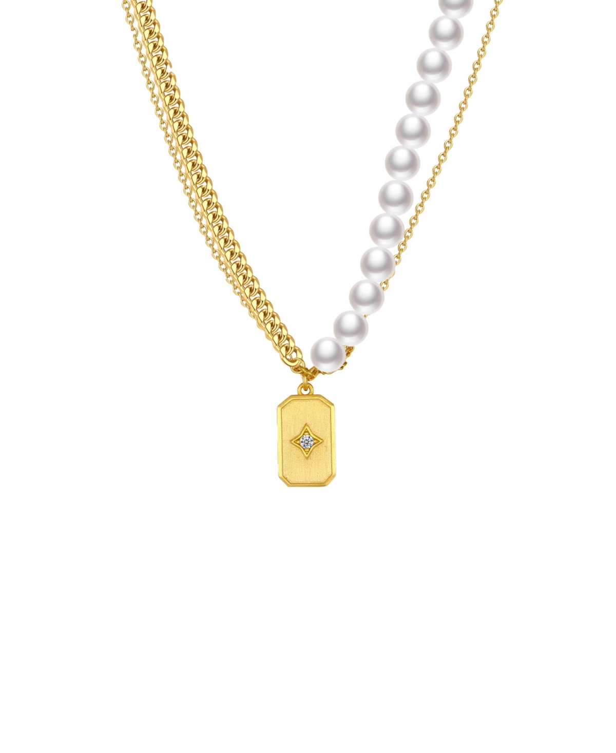 Click here for Retro Chic Star Shields Necklace - Gold  white prices