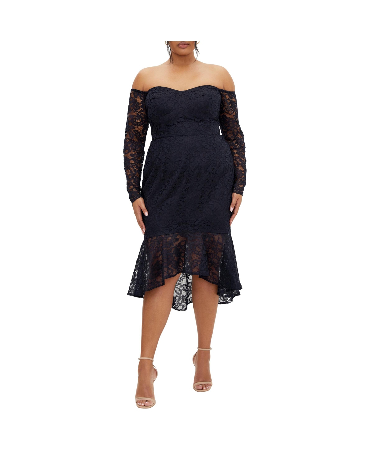 Click here for City Chic Womens Athena Lace Dress - Navy prices