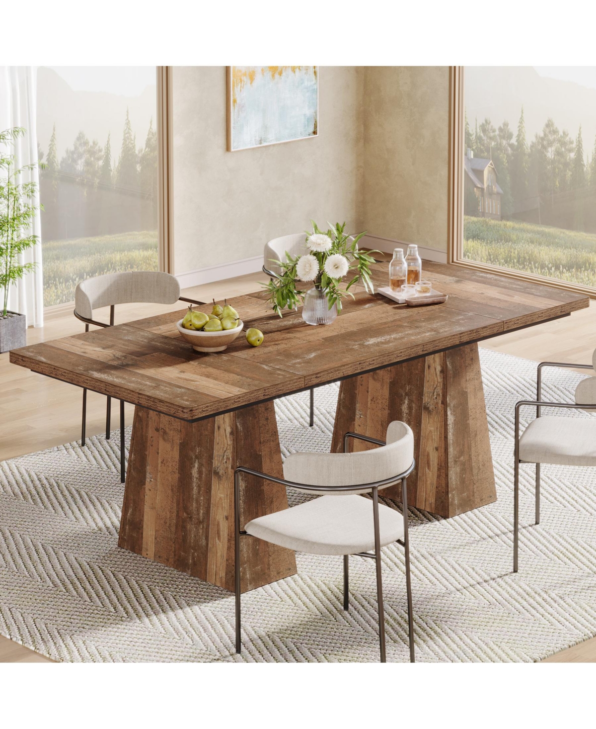 Click here for Tribesigns 63-Inch Dining Table with Double Pedest... prices