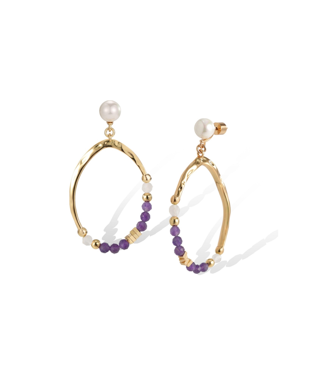Click here for Retro Chic Poseidon Earrings - Purple  white  gold prices