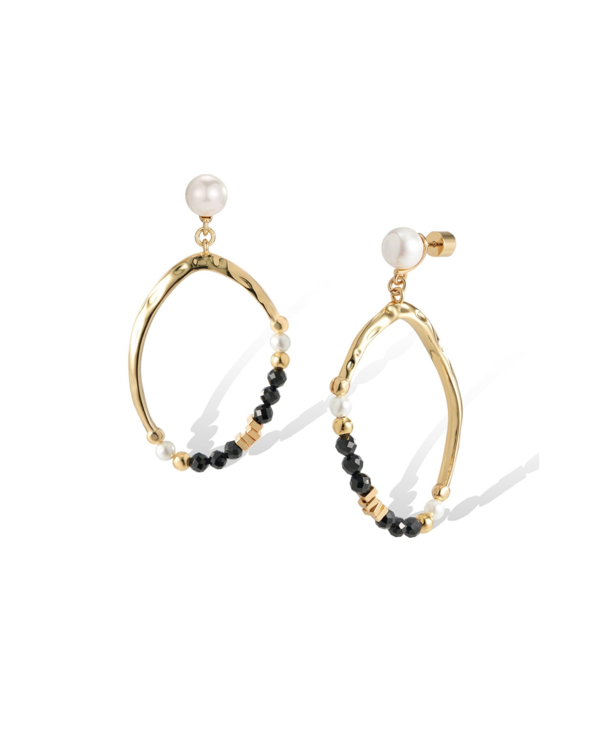 Click here for Retro Chic Poseidon Earrings - Black  white  gold prices