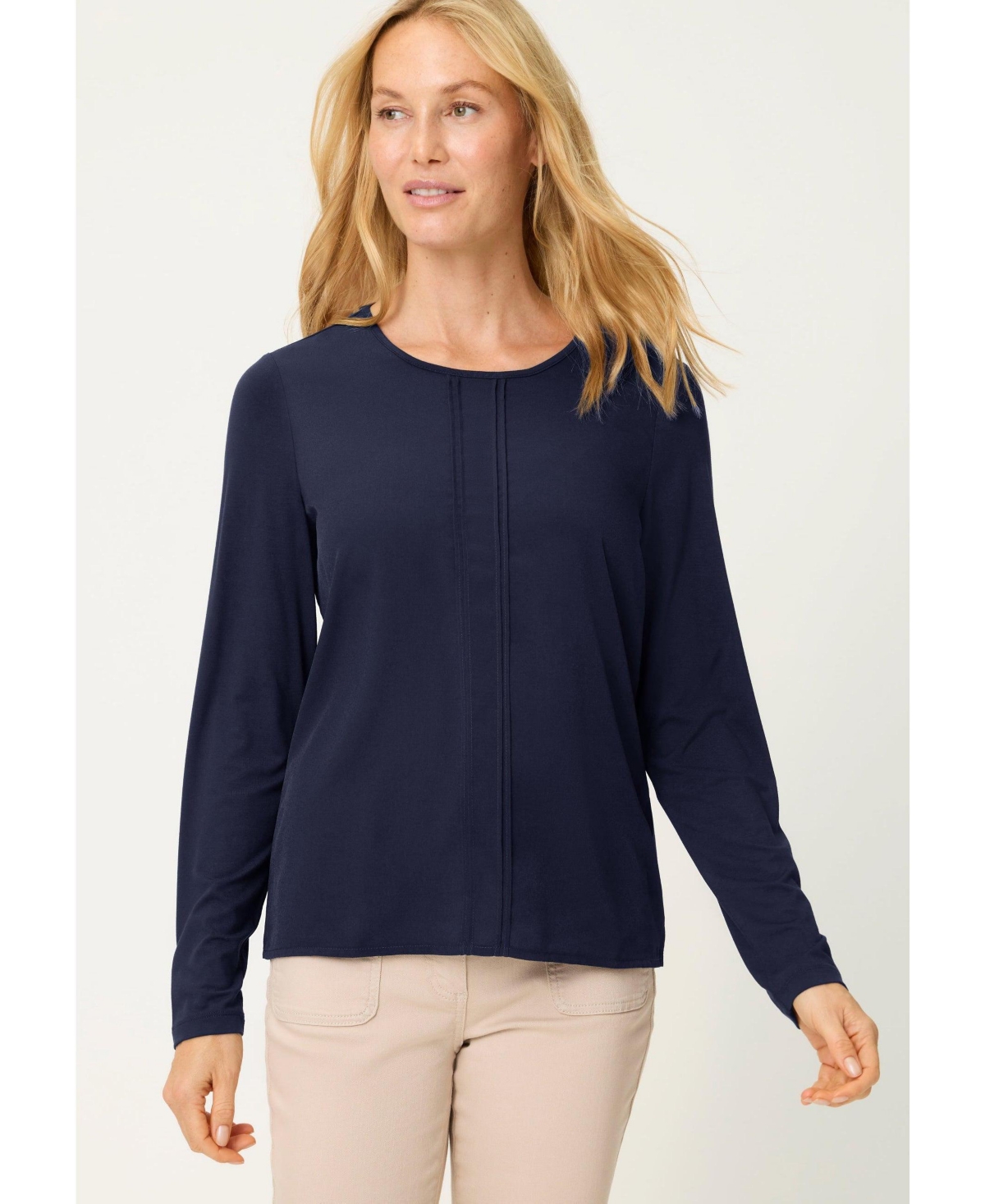 Click here for Olsen Womens Mixed Media T-Shirt - Ink blue prices