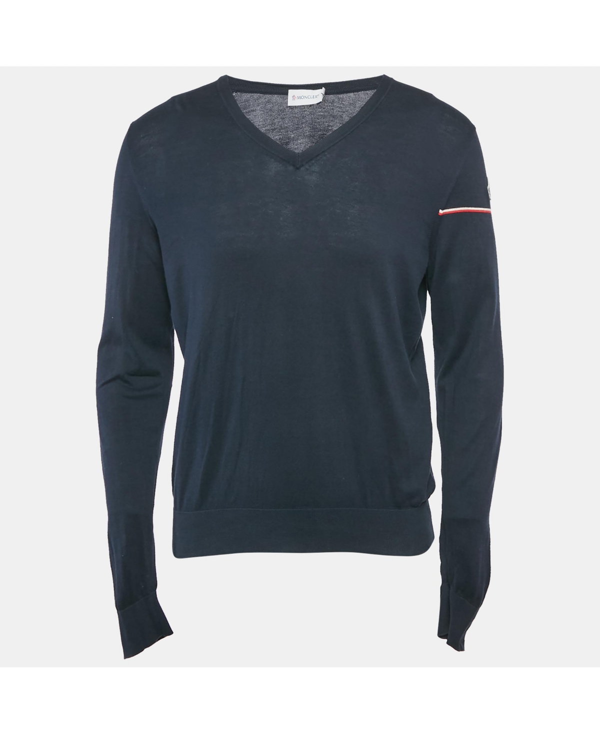 Click here for Pre-Owned Moncler Mens Blue Cotton Long Sleeve Swe... prices