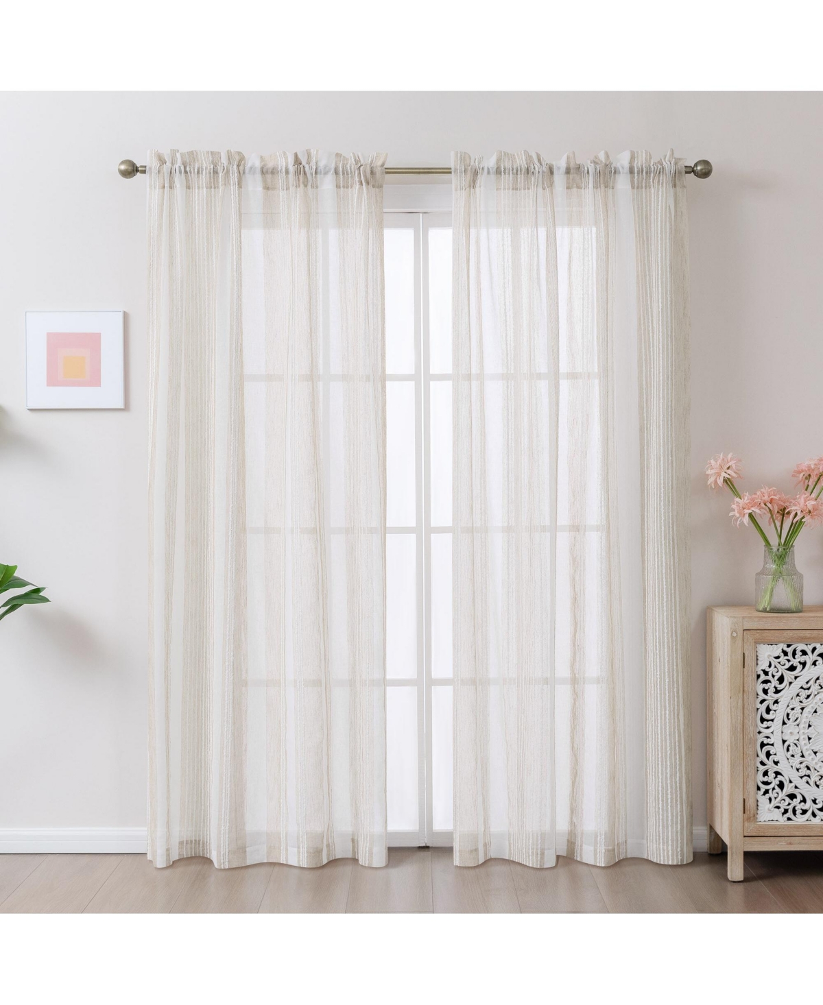 Click here for Tufted Stripe Light Filtering Back Tab Curtains Pa... prices