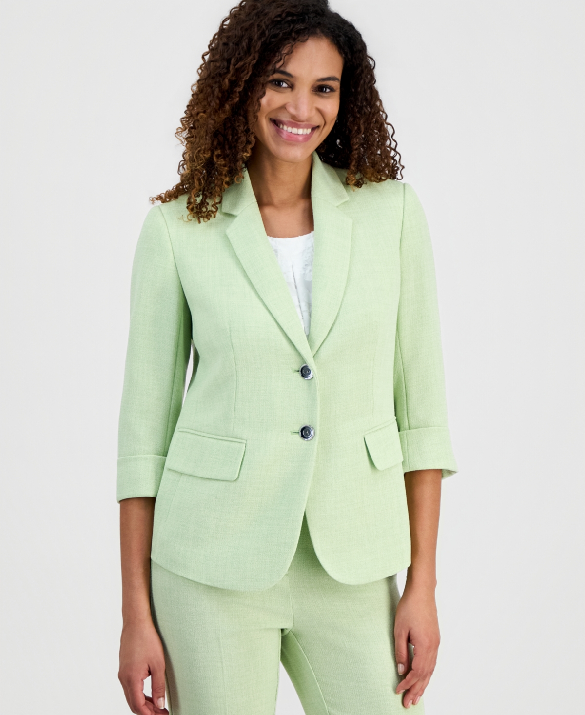 Click here for Kasper Womens Stretch Crepe Two-Button Notch-Colla... prices