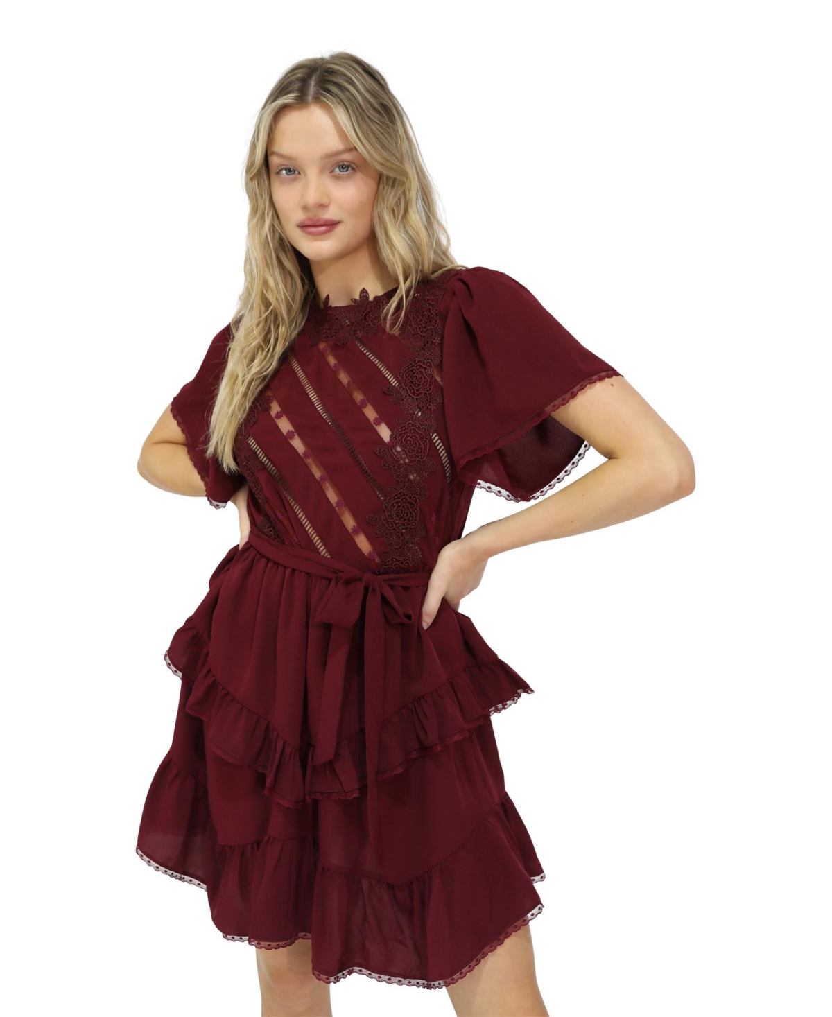 Click here for Belle & Bloom Womens The Softest Spell Ruffle Mini... prices