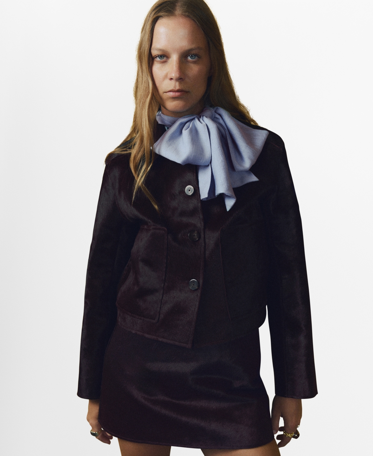 Click here for Mango Womens Fur Leather Mini-Skirt - Maroon prices