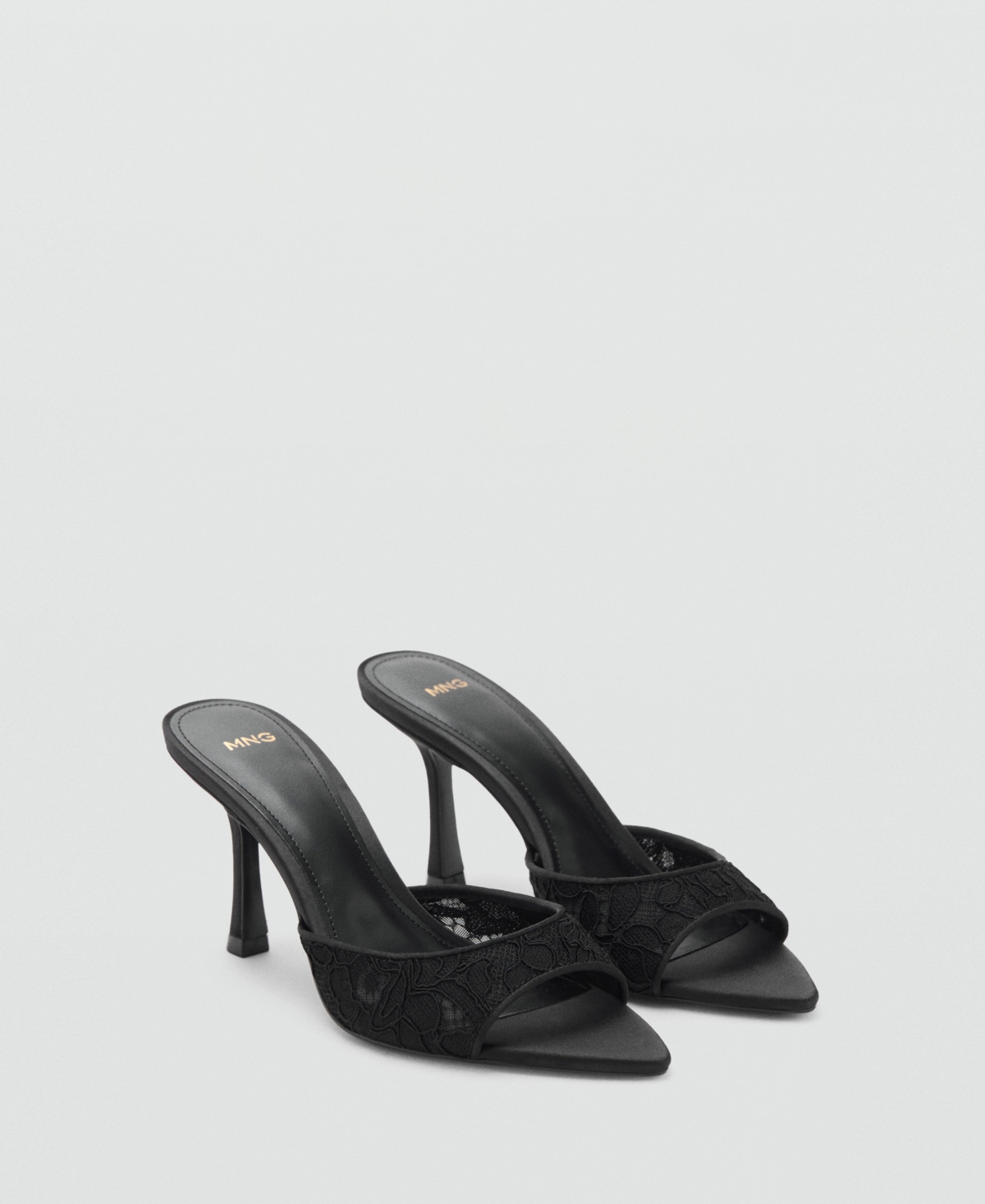 Click here for Mango Womens Lace Heeled Sandals - Black prices