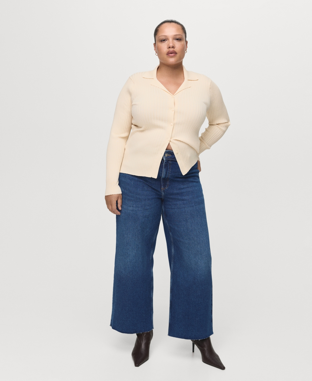 Click here for Mango Womens Catherin Culotte High-Rise Jeans - Da... prices