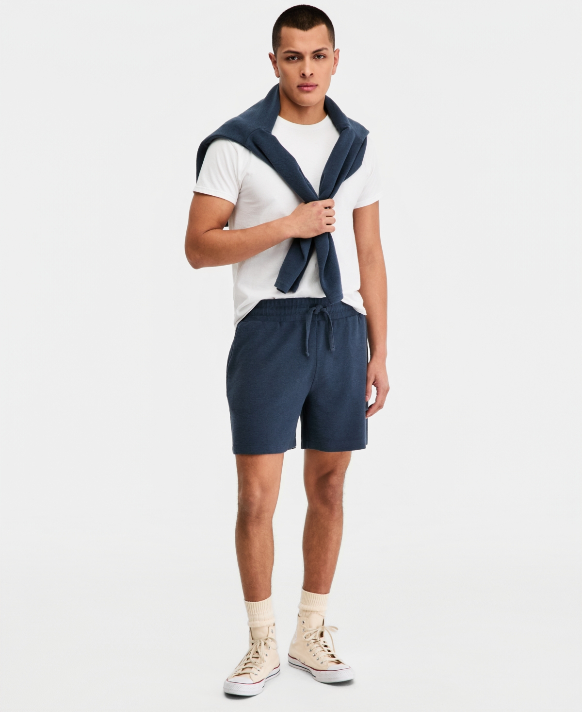 Click here for Sun + Stone Mens Cotton-Blend Terry 6 Pull-On Shor... prices