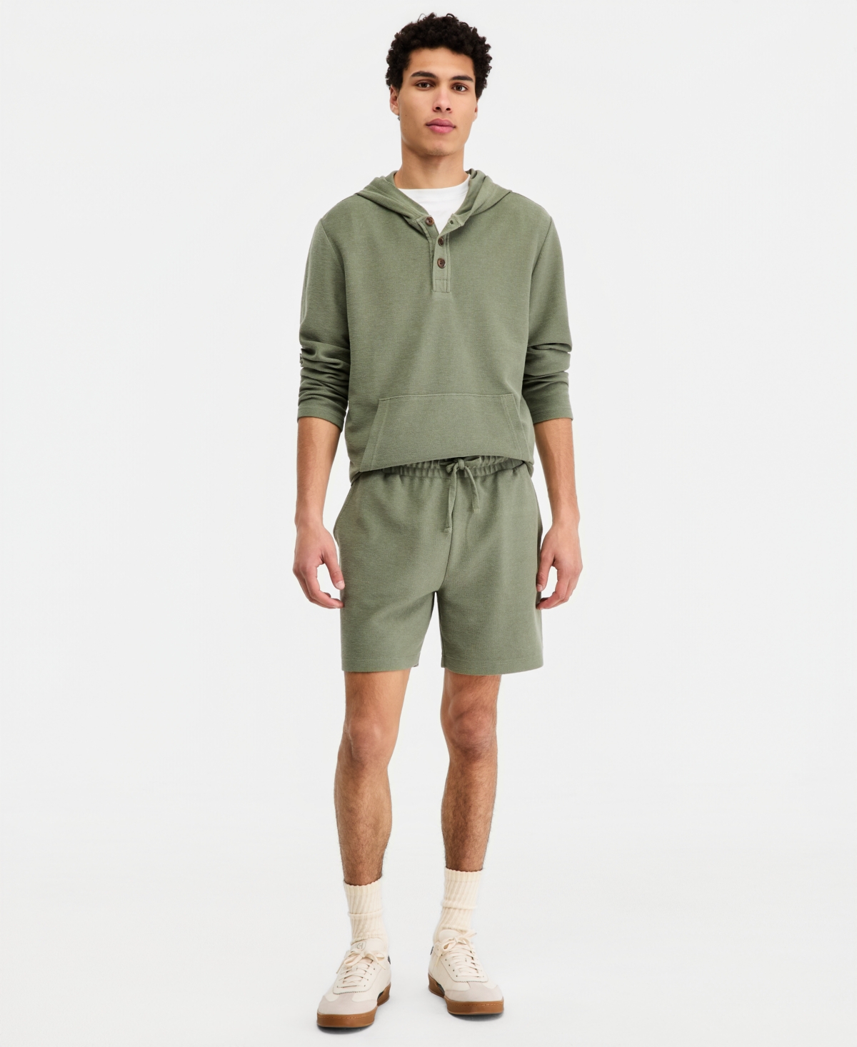 Click here for Sun + Stone Mens Cotton-Blend Terry 6 Pull-On Shor... prices