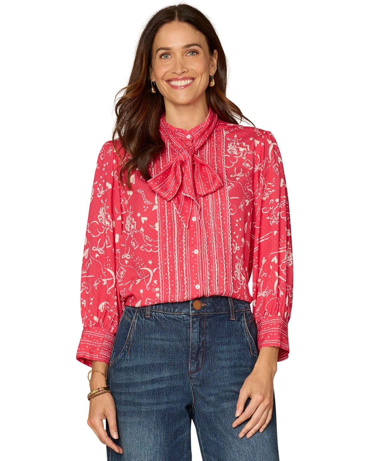 Click here for Democracy Petite 3/4-Sleeve Button-Down Woven Shir... prices