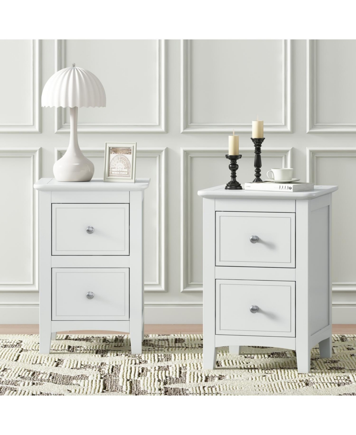 Click here for Streamdale Modern White Nightstand Set of 2 Bed Si... prices