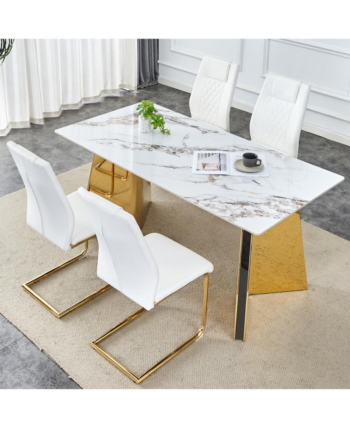 Click here for Streamdale 63" Cold Jade Dining Set Stone Tab... prices