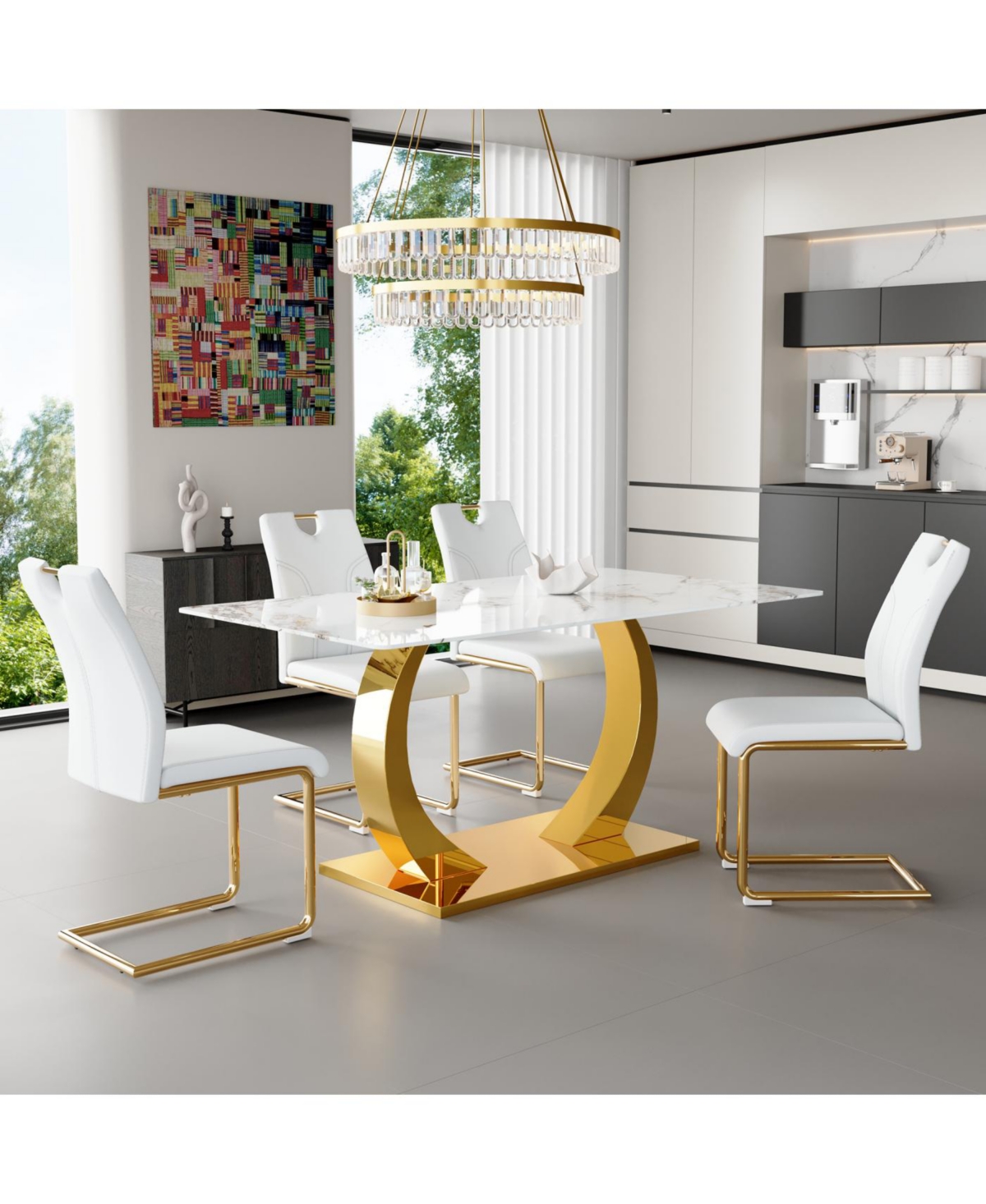 Click here for Streamdale Furniture Marble-Veined Glass Dining Se... prices