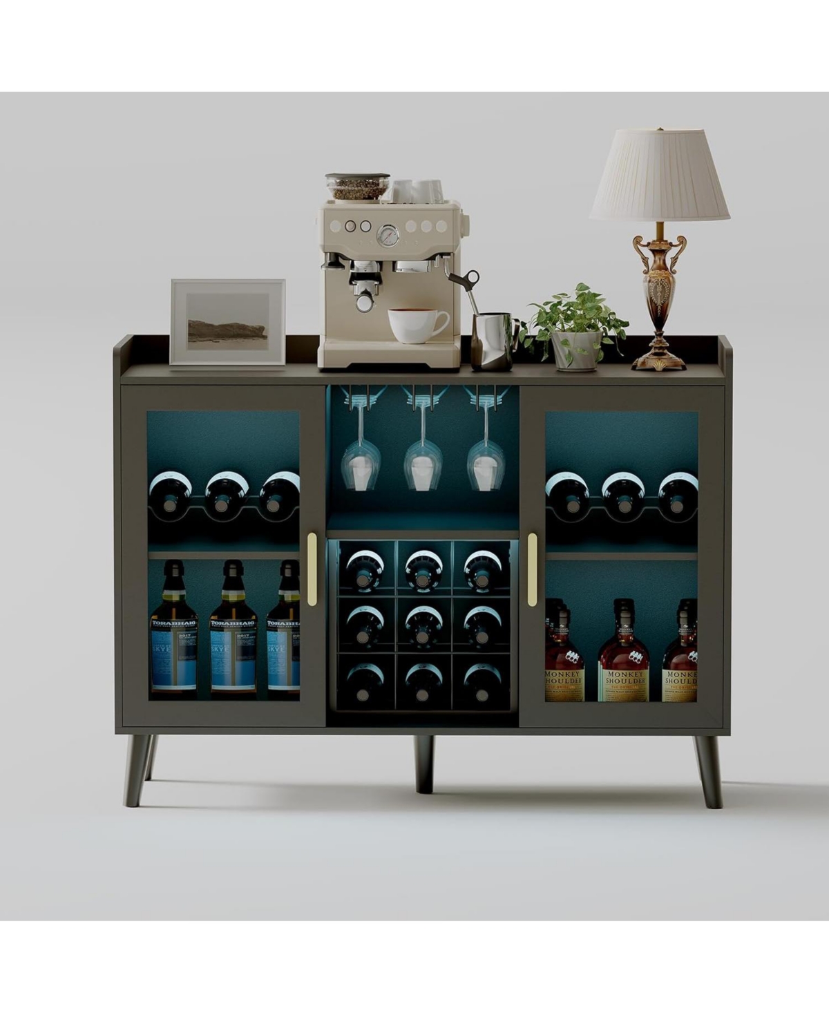 Click here for gaomon Freestanding Wine Bar Cabinet with Wine Rac... prices