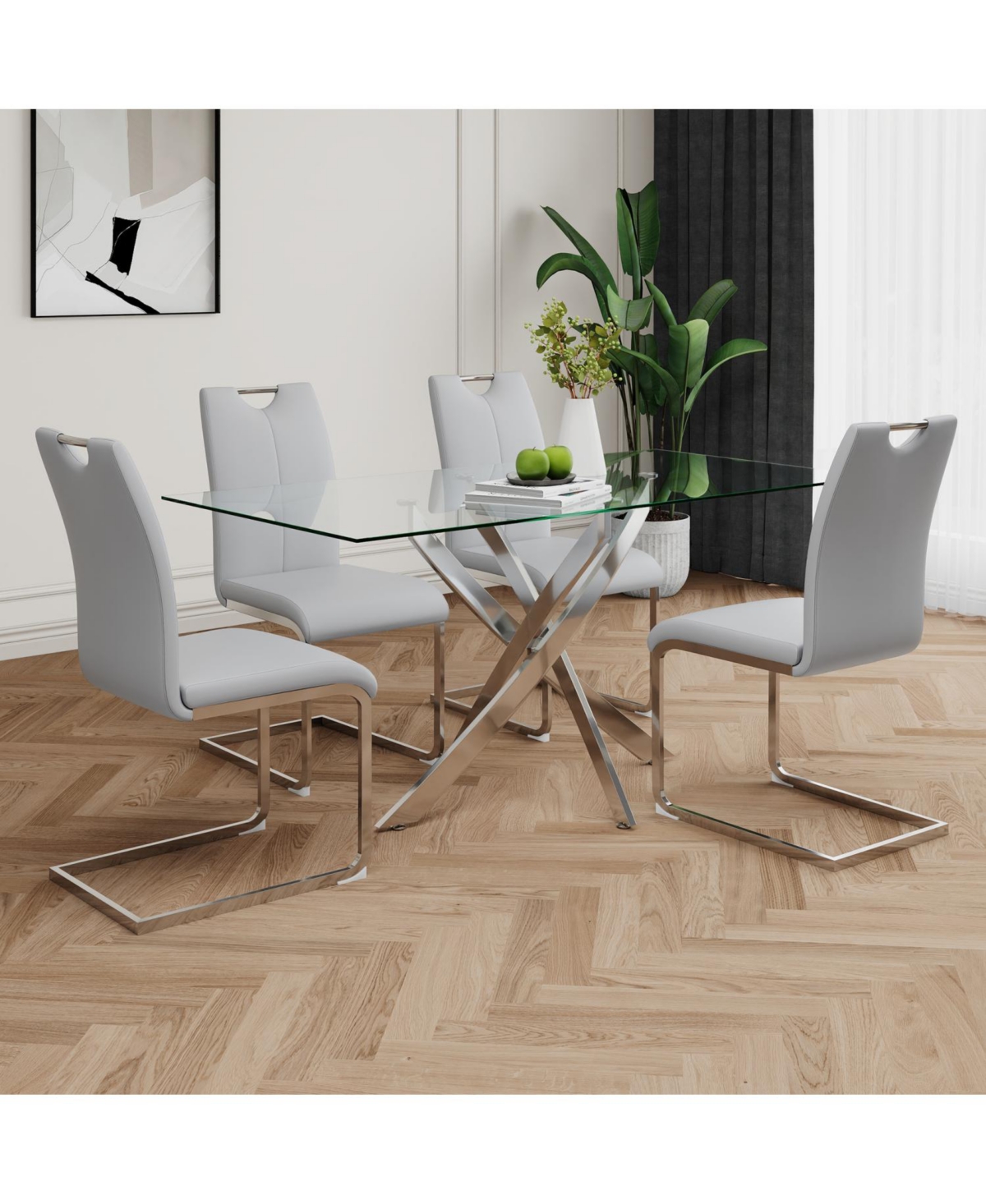 Click here for Streamdale Modern Glass Table & Gray Dining Chair... prices