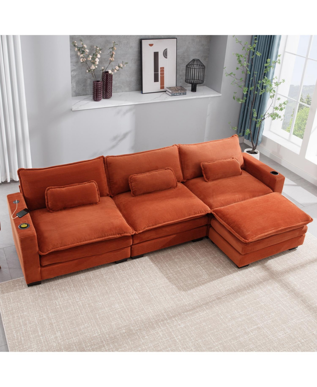 Click here for Streamdale Furniture Corduroy L Shape Sofa with Us... prices