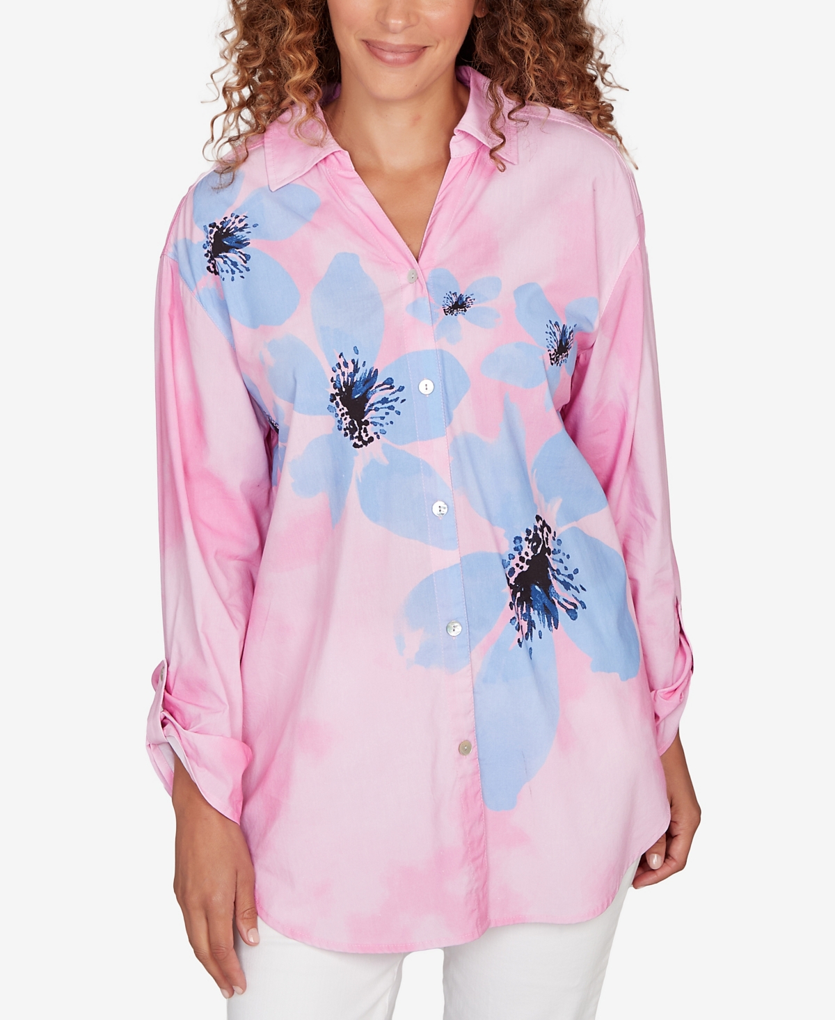 Click here for Ruby Rd. Petite Watercolor Floral Collared Top - H... prices