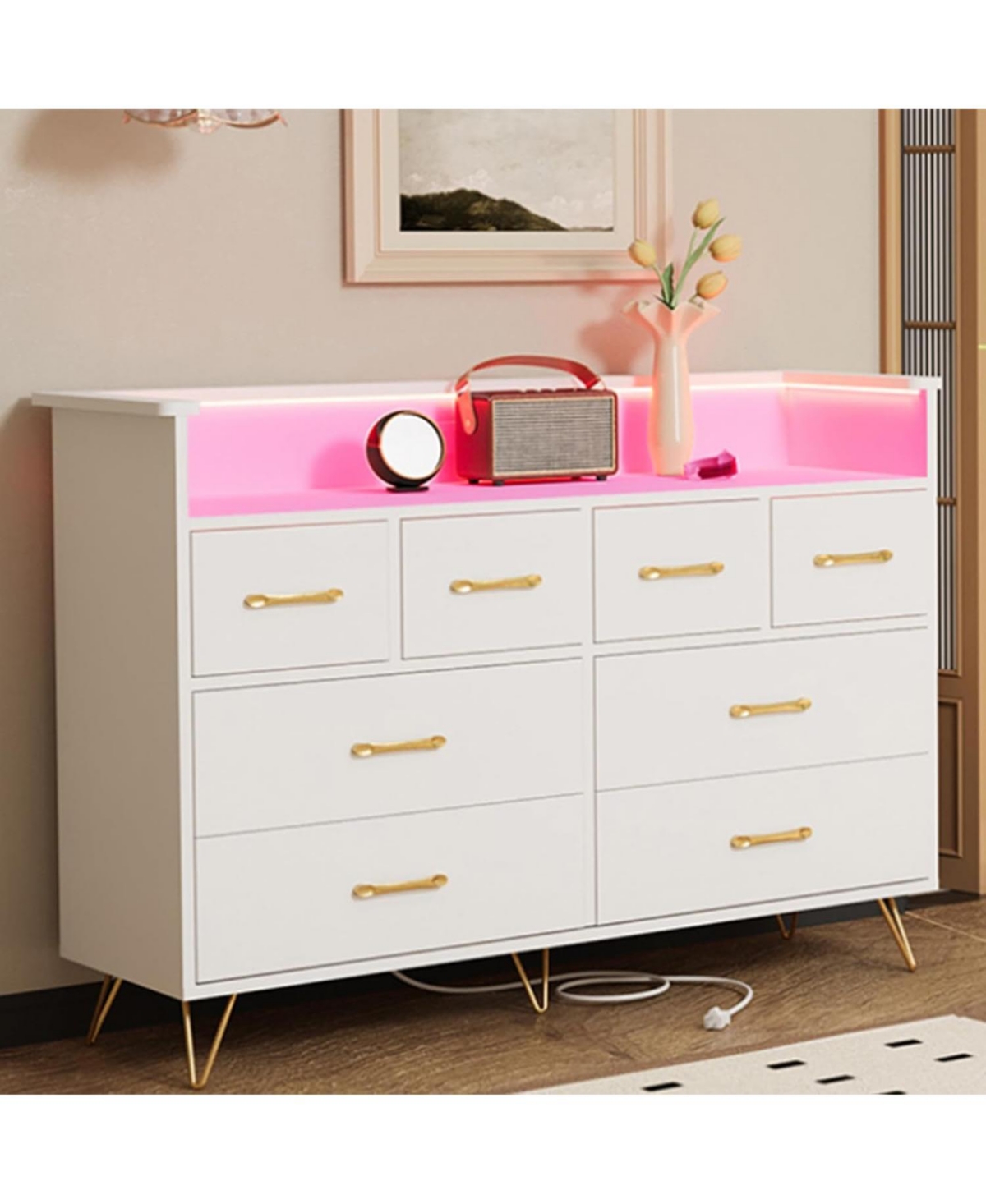 Click here for Gaomon 8 Drawer Dresser with Led Light and Chargin... prices