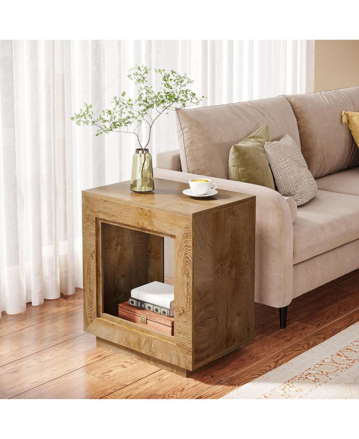 Click here for Tribesigns Rustic Wood End Table  2 Tiered Square... prices