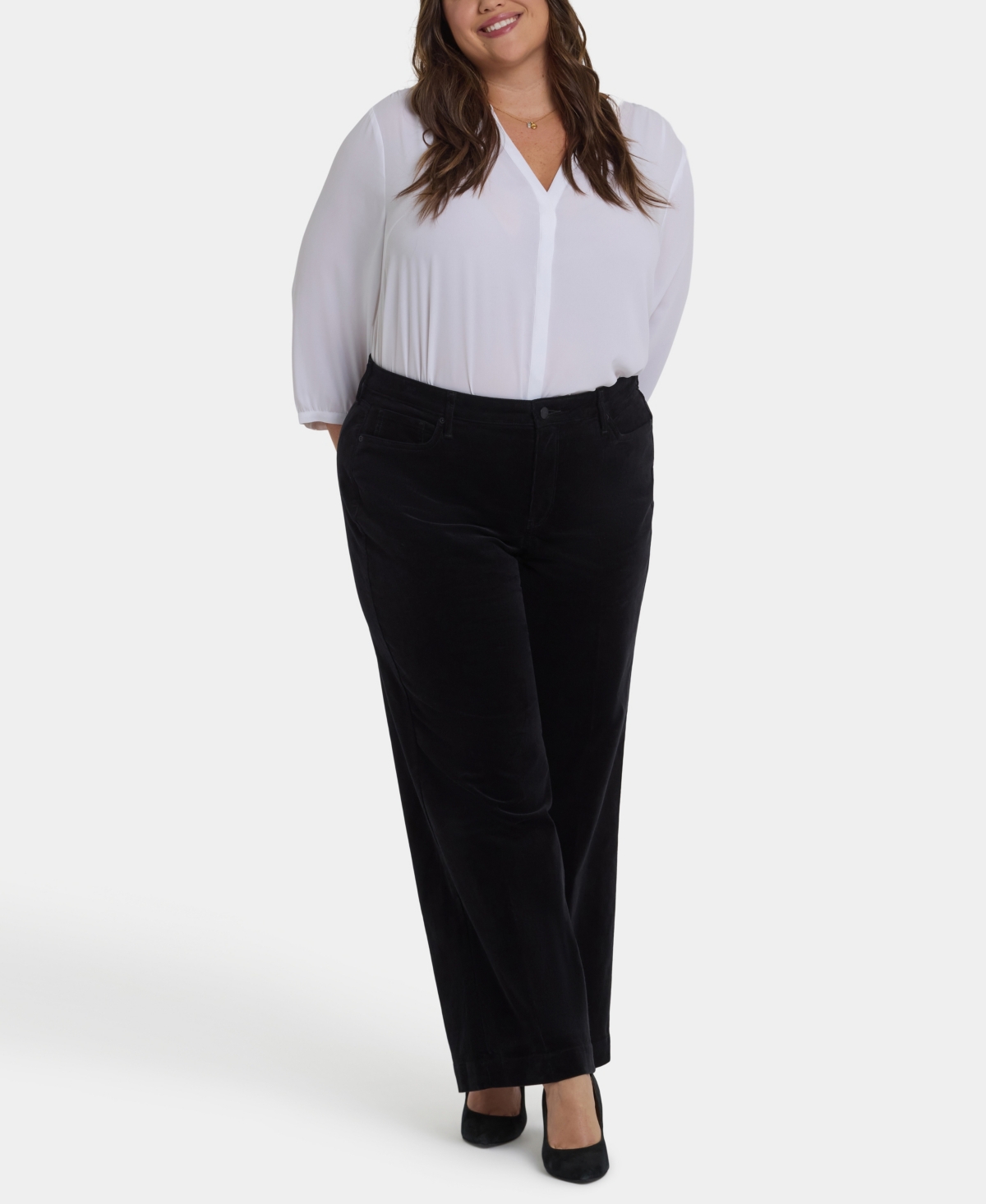 Click here for Nydj Plus Size Teresa Wide Leg Corduroy Pants - Bl... prices