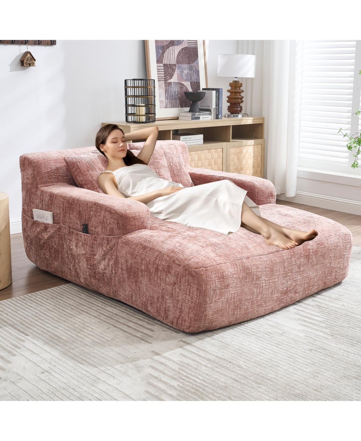 Click here for Streamdale Furniture Chenille Lazy Sofa Chaise Lou... prices