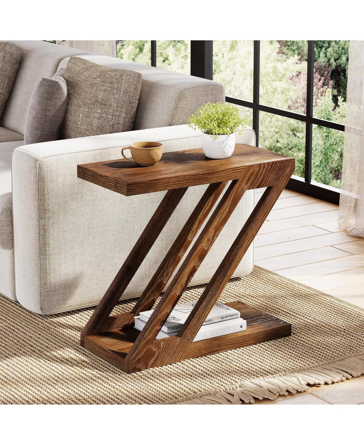 Click here for Tribesigns Narrow Side Table  2-Tier Solid Wood En... prices