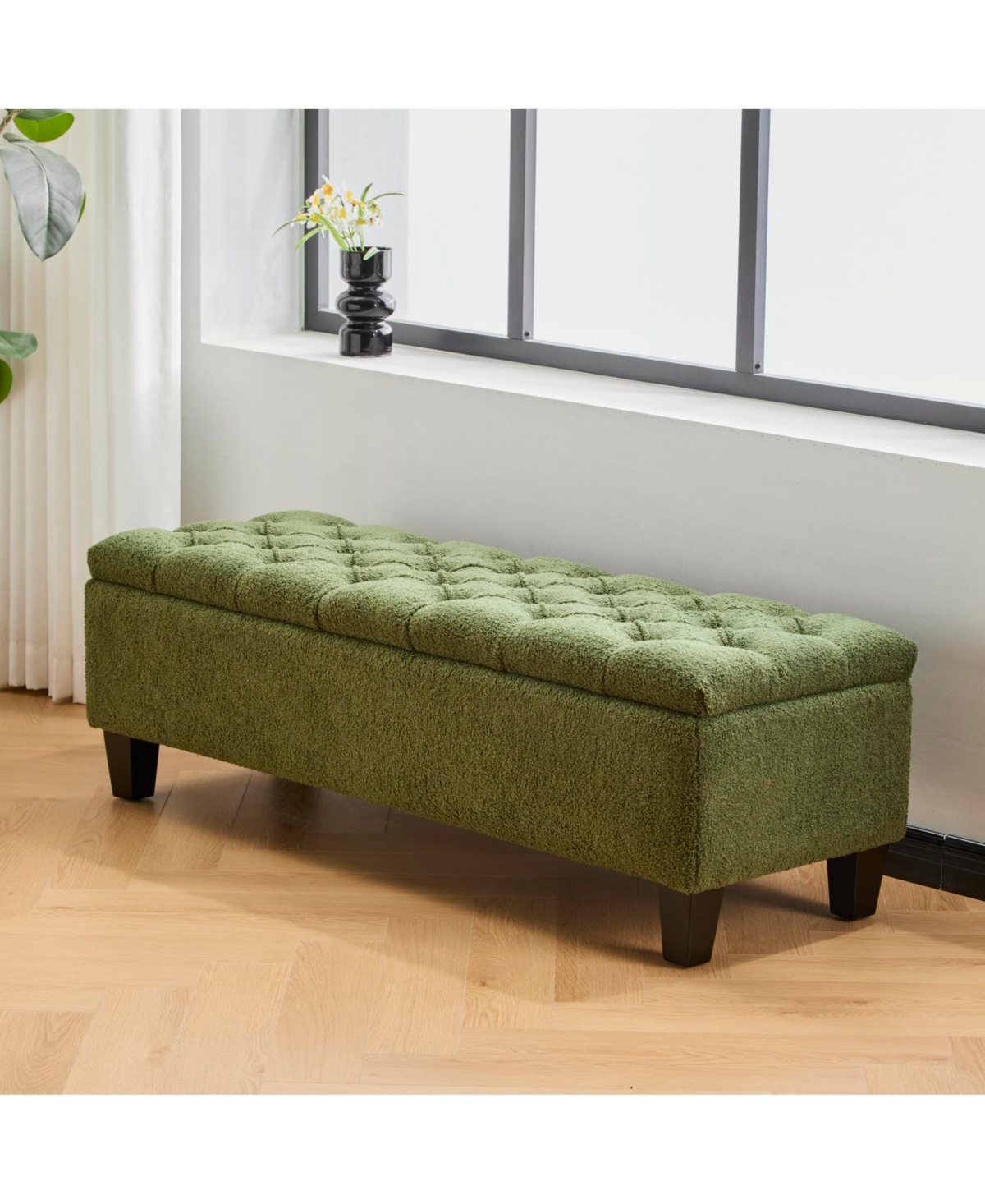 Click here for Streamdale Furniture Green Boucle Ottoman Bench wi... prices