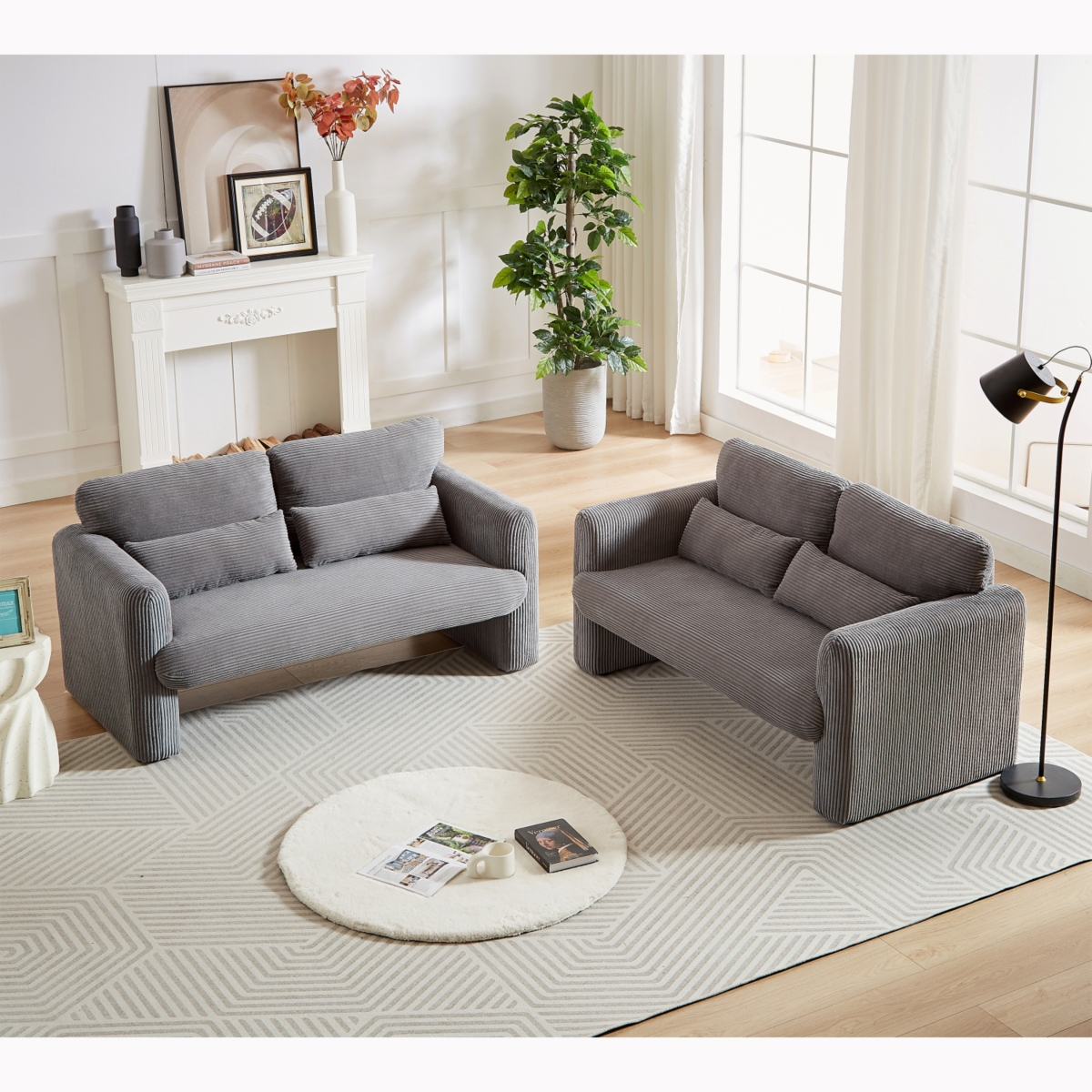 Click here for Streamdale Furniture Cozy Corduroy Sofa with 4 Pil... prices