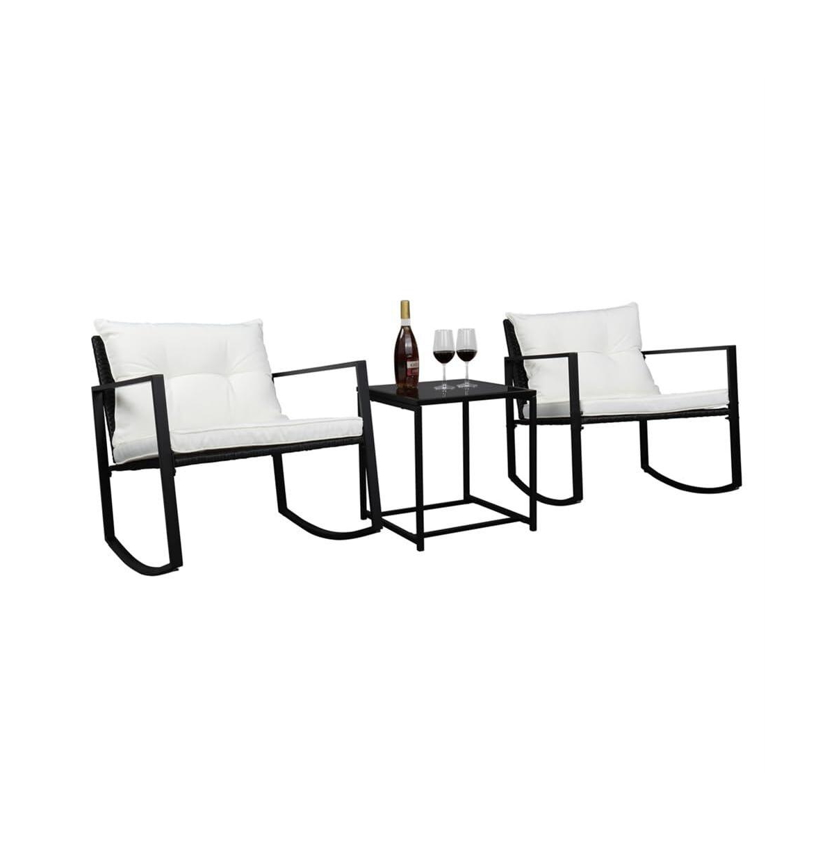 Click here for Gaomon 3-Piece Outdoor Rocking Bistro Set  Wicker... prices