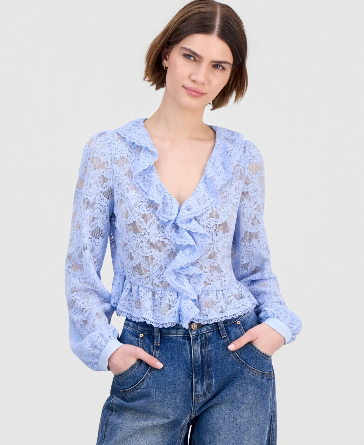 Click here for And Now This Womens Ruffled Lace Top  Macys Exclus... prices