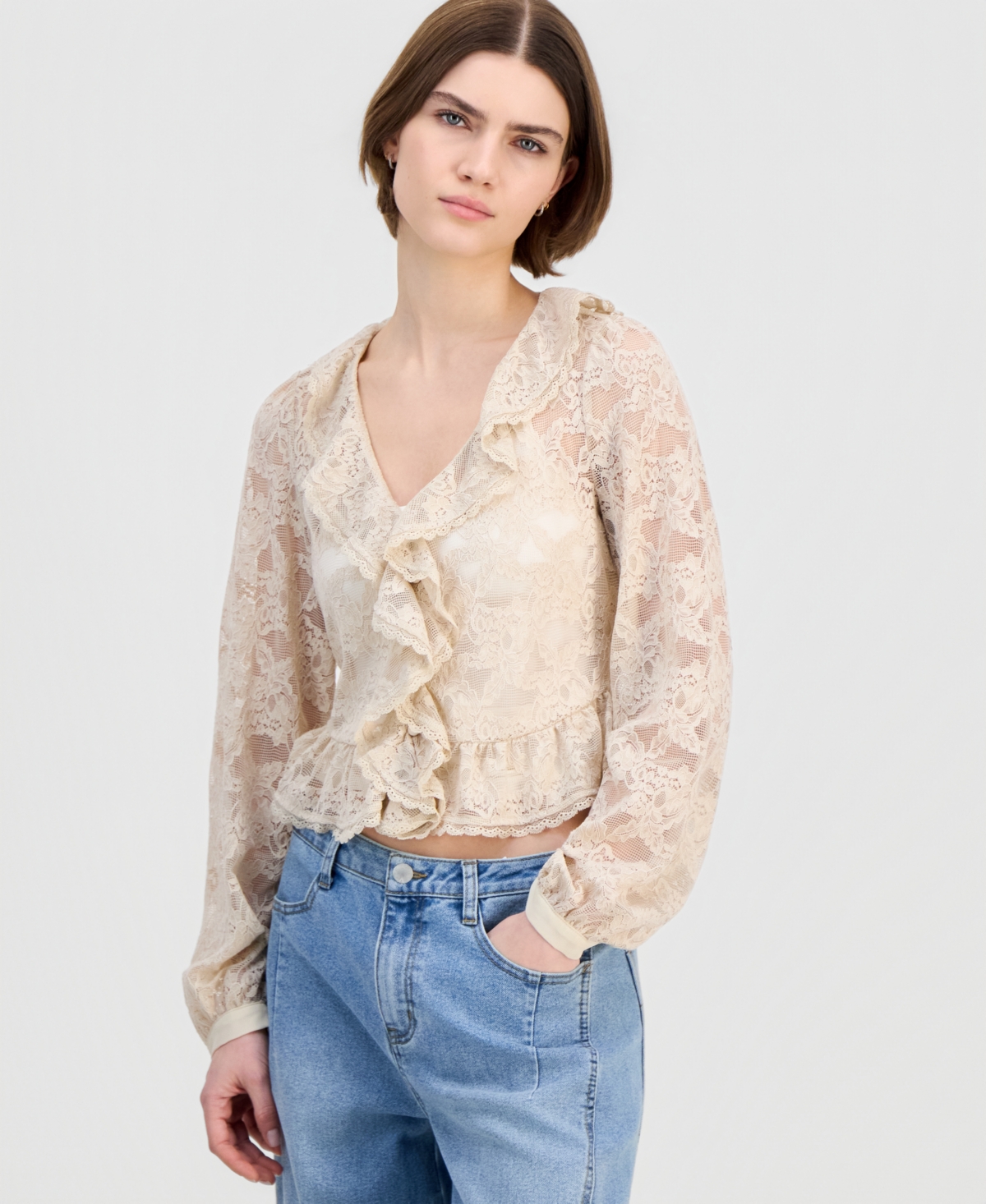Click here for And Now This Womens Ruffled Lace Top  Macys Exclus... prices