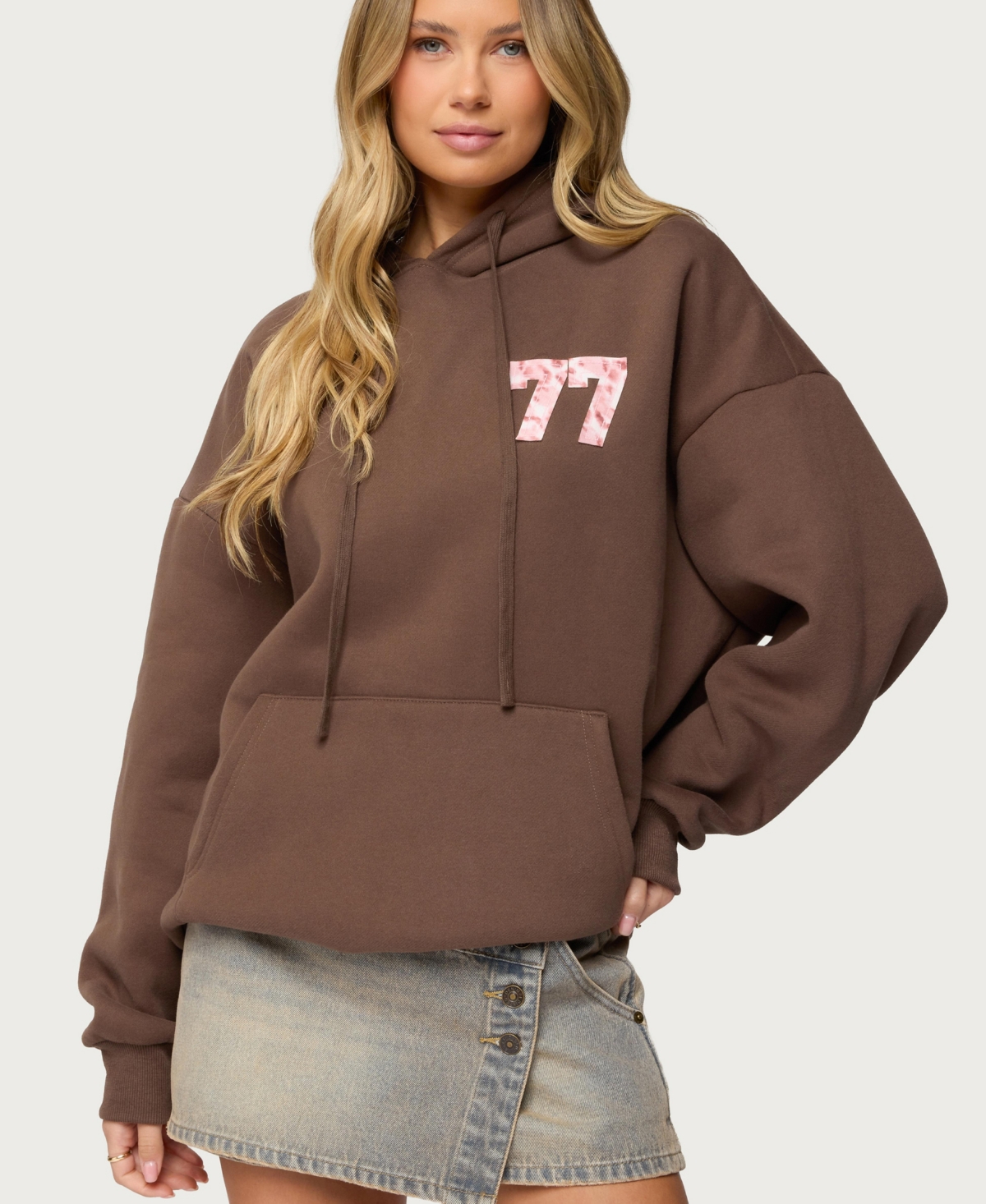 Click here for Edikted Womens Leopard 77 Oversized Hoodie - Brown prices