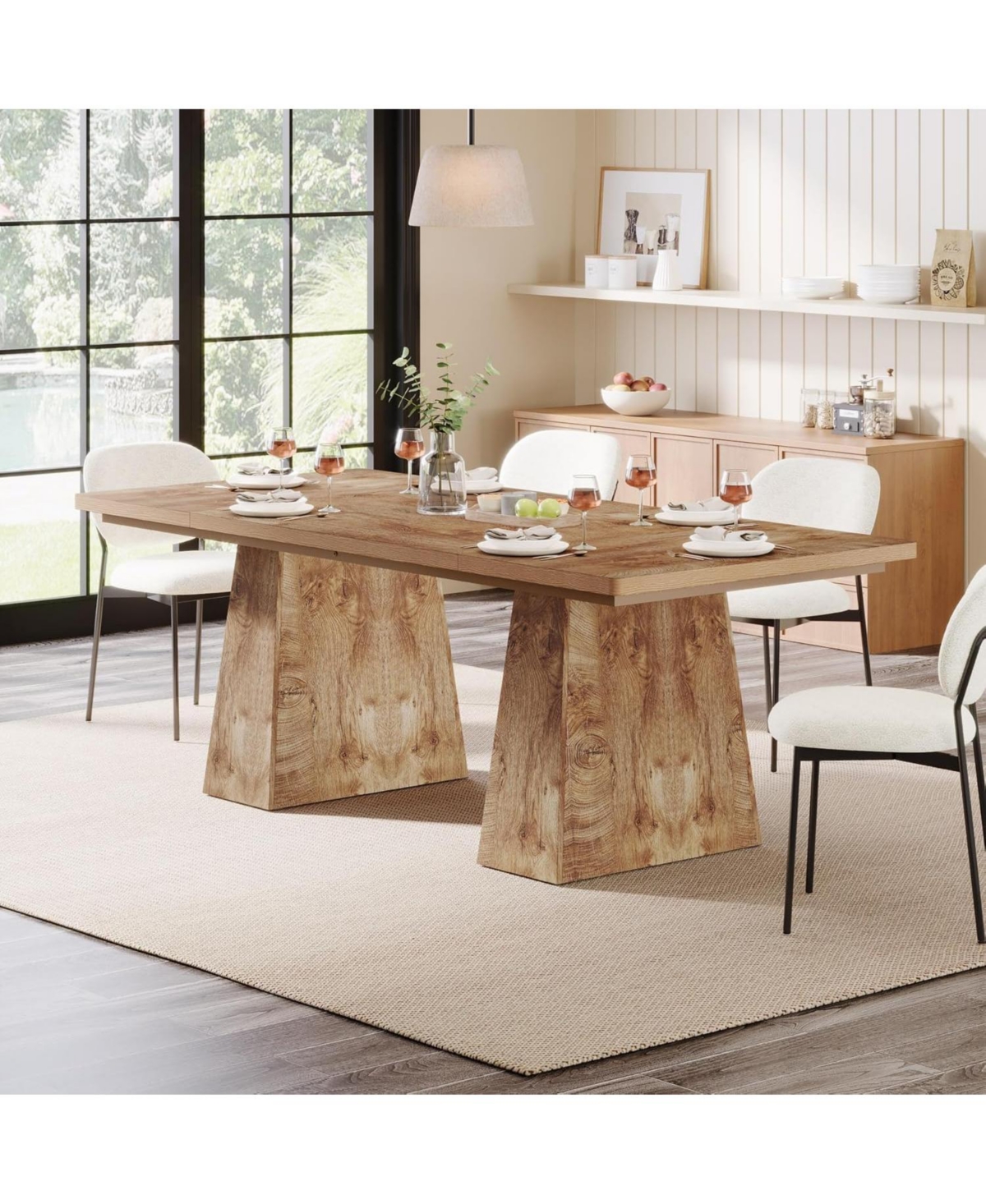Click here for Tribesigns 63-Inch Dining Table with Double Pedest... prices