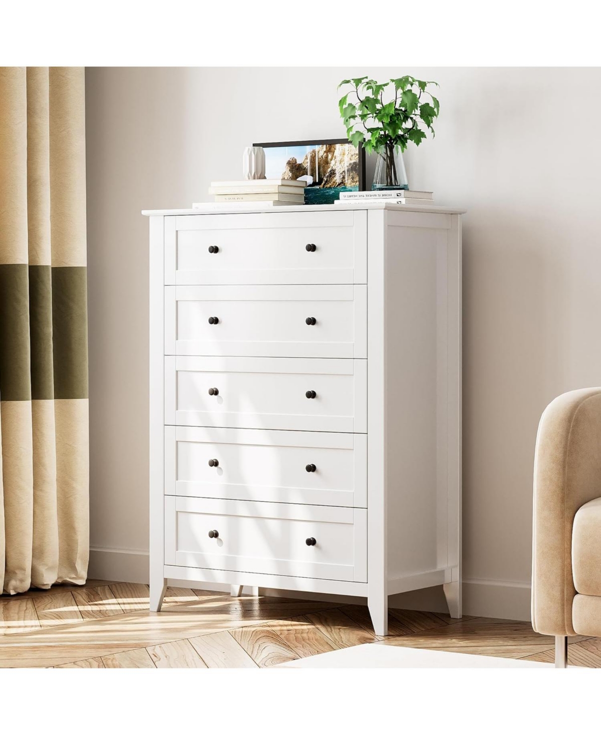 Click here for gaomon 5 Drawer Tall Dresser for Bedroom  Wooden C... prices