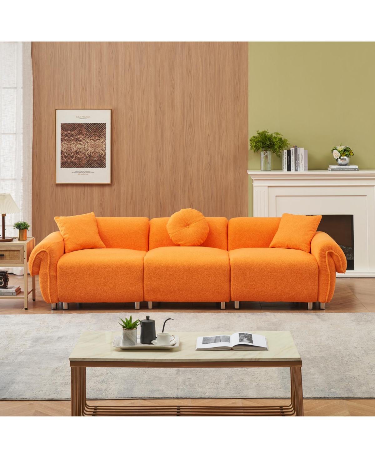 Click here for Streamdale Furniture Orange Teddy Velvet Sofa with... prices