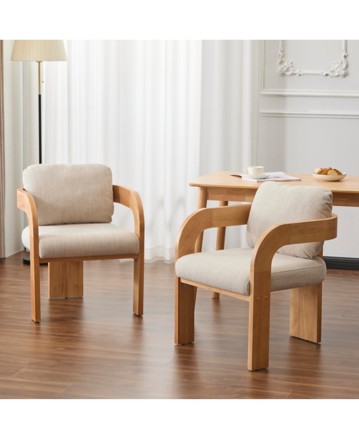 Click here for Streamdale Beige Fabric Dining Chairs with Pillow... prices