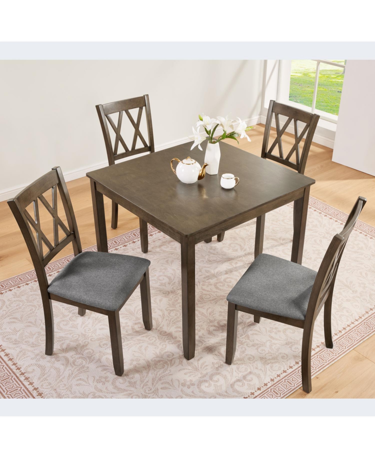 Click here for Streamdale Furniture Elegant Walnut 5-Piece Dining... prices