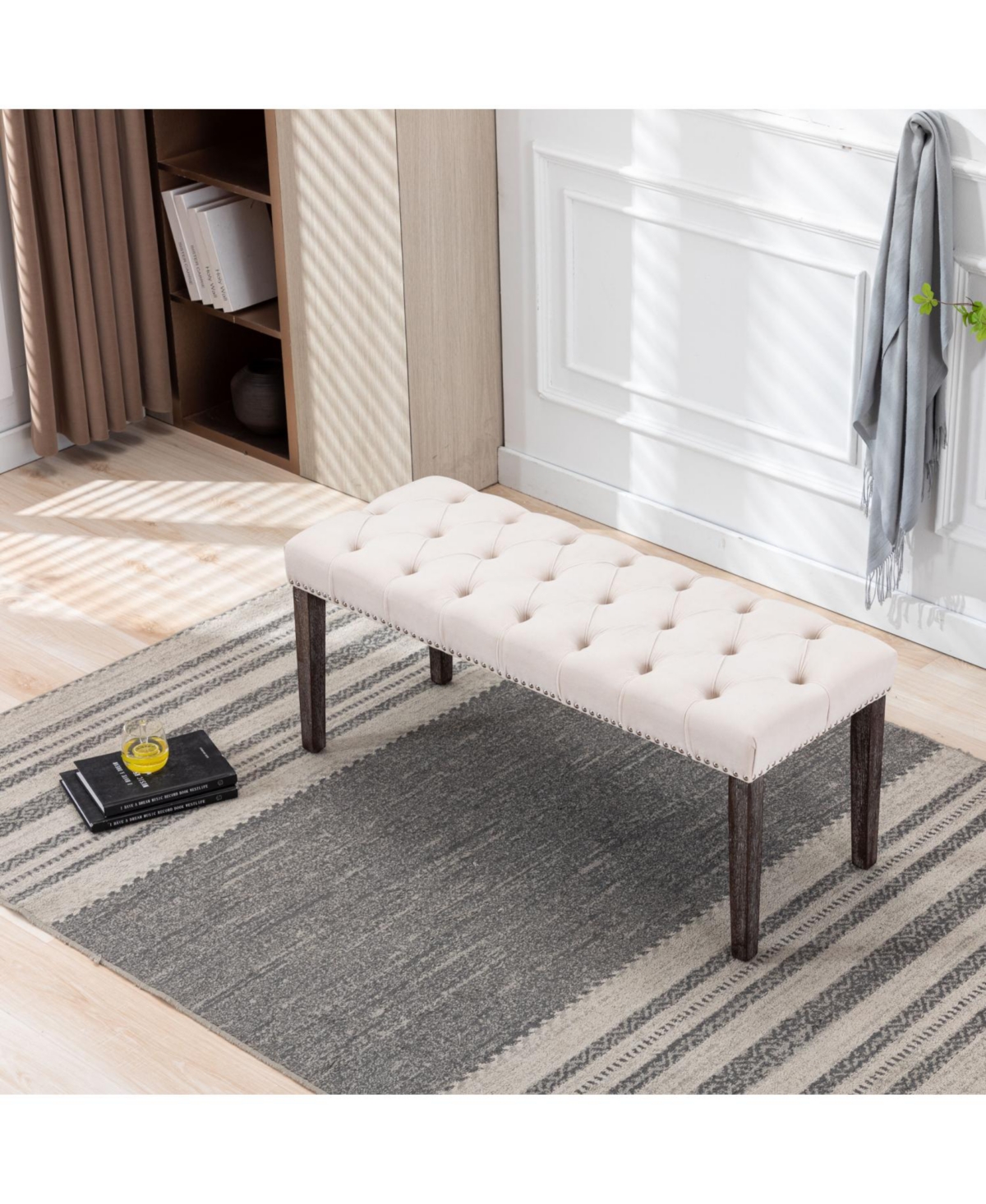Click here for Streamdale Furniture Tufted Velvet Bench Ottoman -... prices