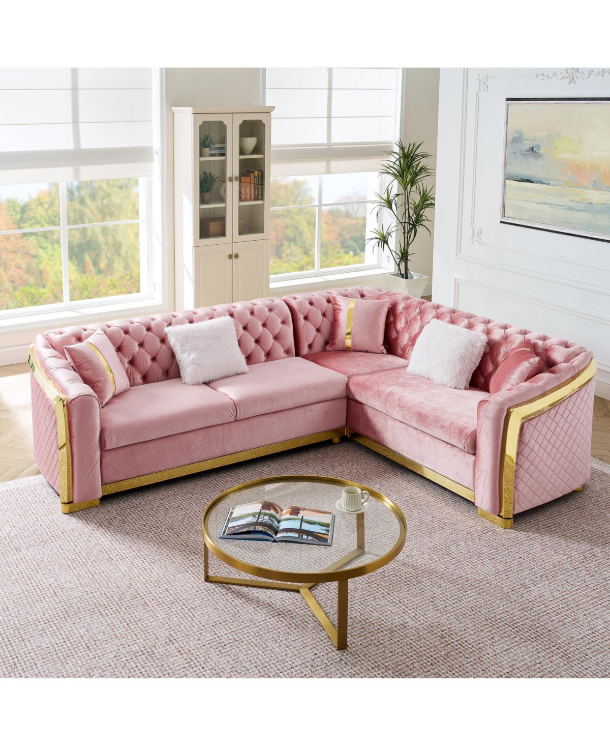 Click here for Streamdale Furniture L-Shaped Chesterfield Velvet... prices