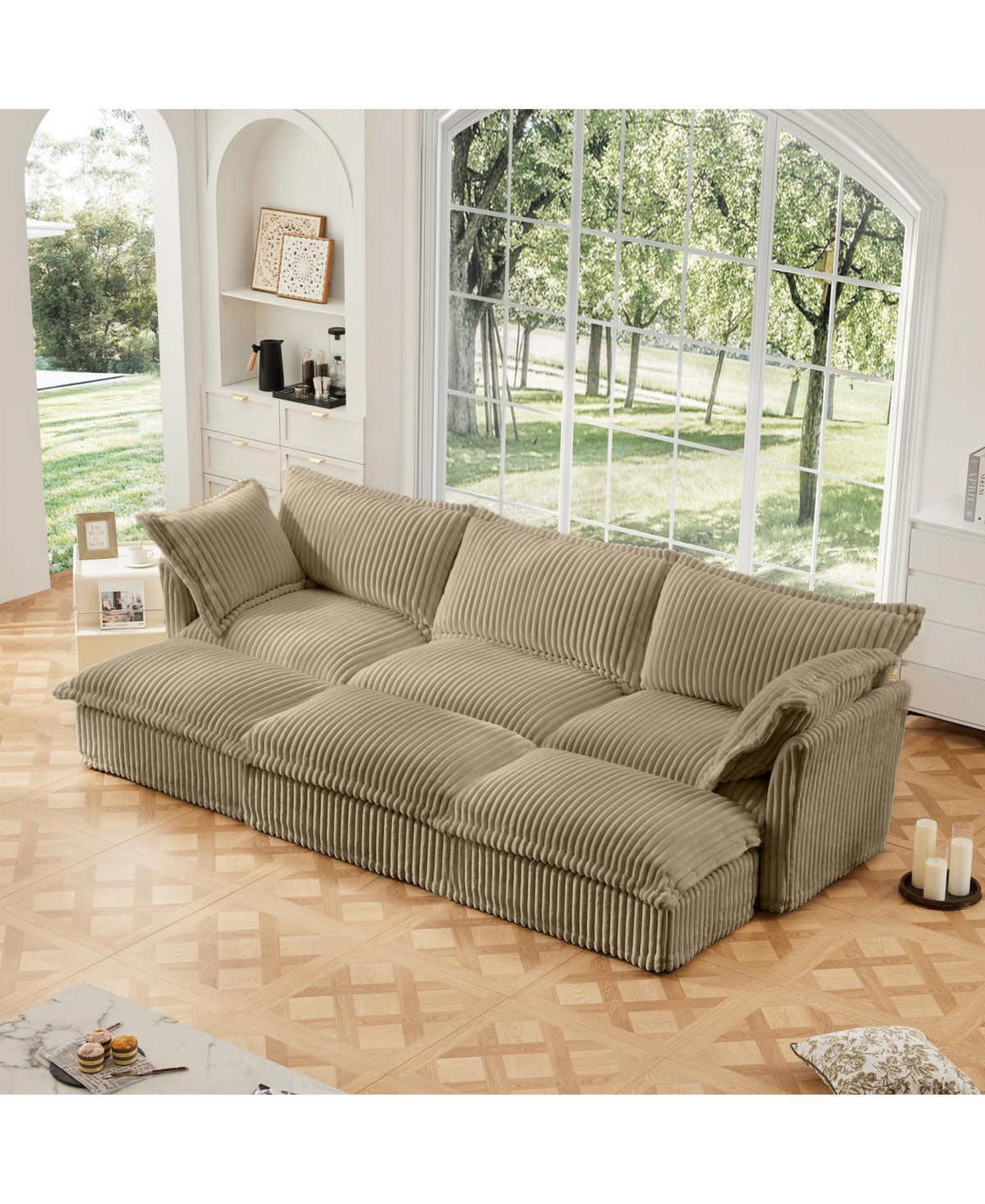 Click here for Streamdale Furniture Corduroy Camel 3-Seat Sofa wi... prices