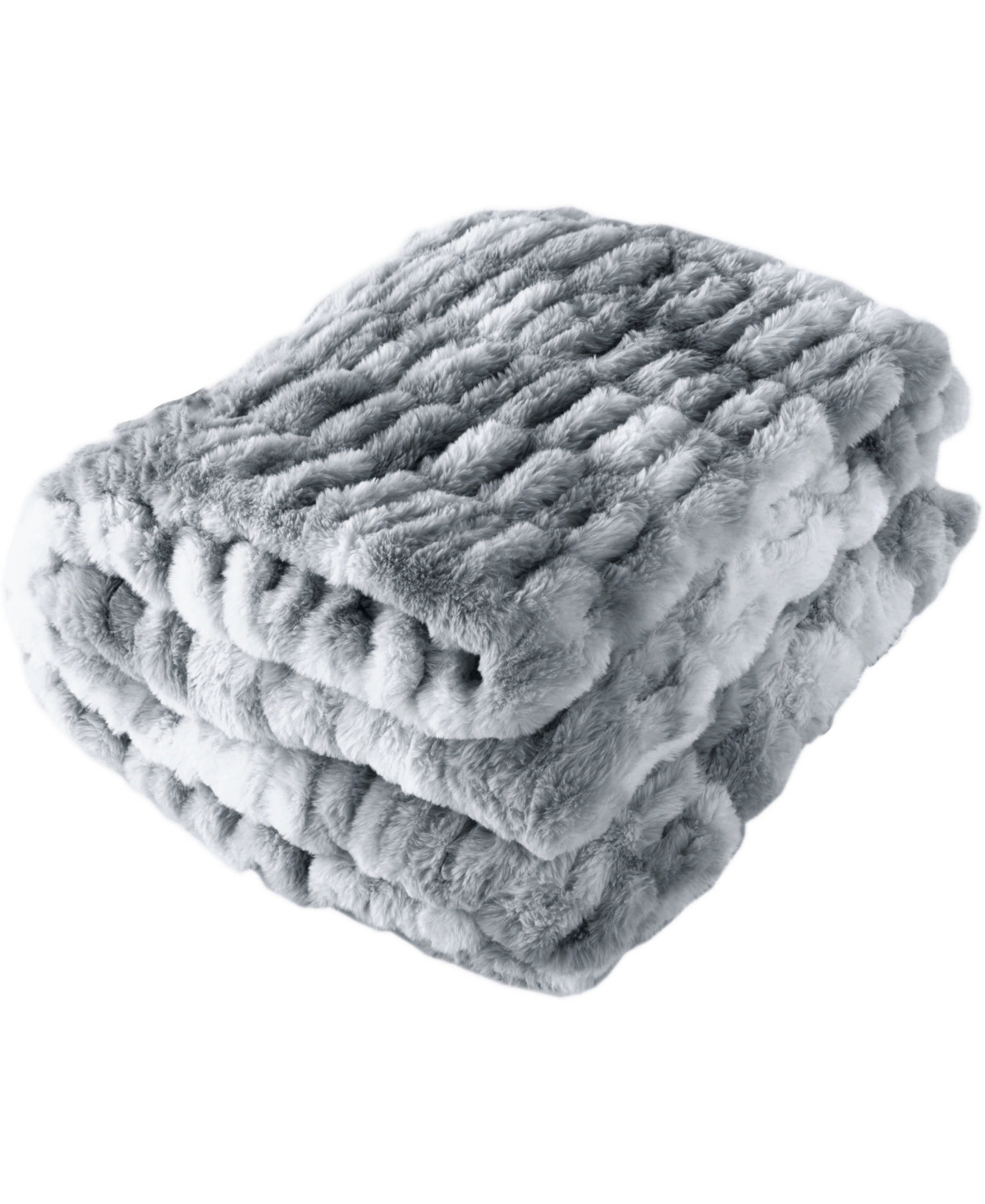 Click here for Lavish Home Ruched Faux Fur Blanket  Queen - Silve... prices