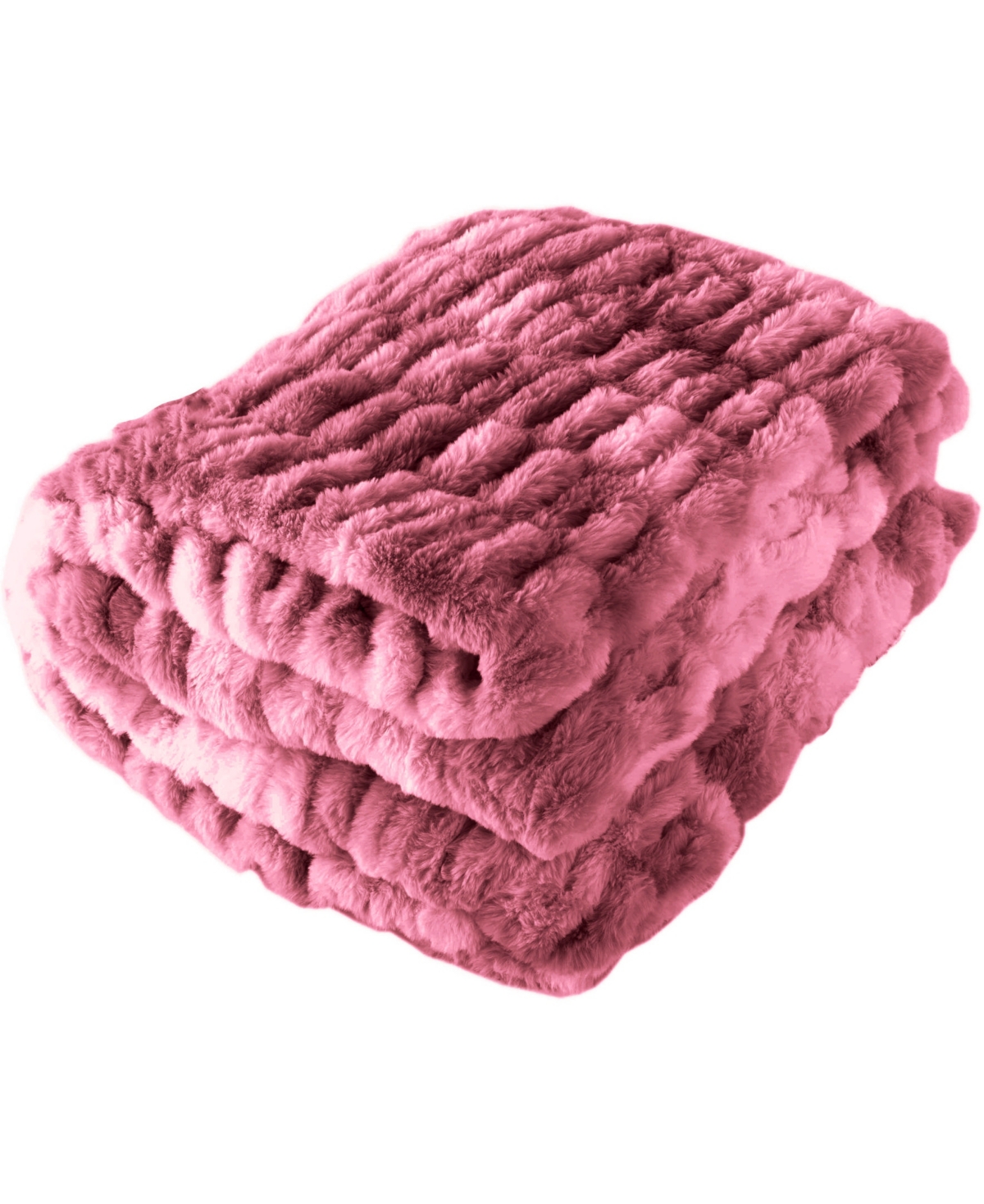 Click here for Lavish Home Ruched Faux Fur Blanket  Queen - Pink prices